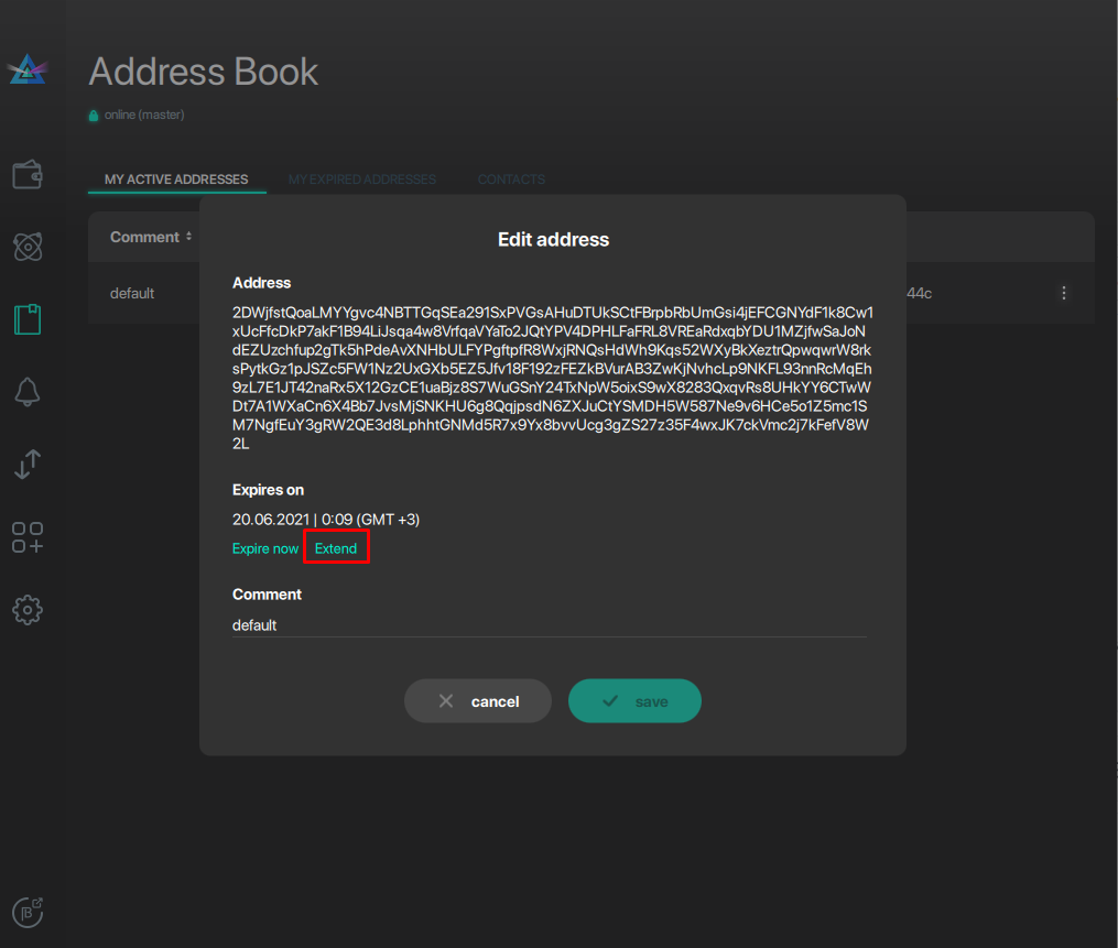 Default address has become expiring after open it on receive screen · Issue #599 · BeamMW/beam ...