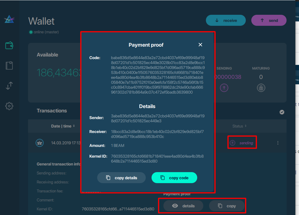 Payment proof in UI wallet · Issue #415 · BeamMW/beam · GitHub