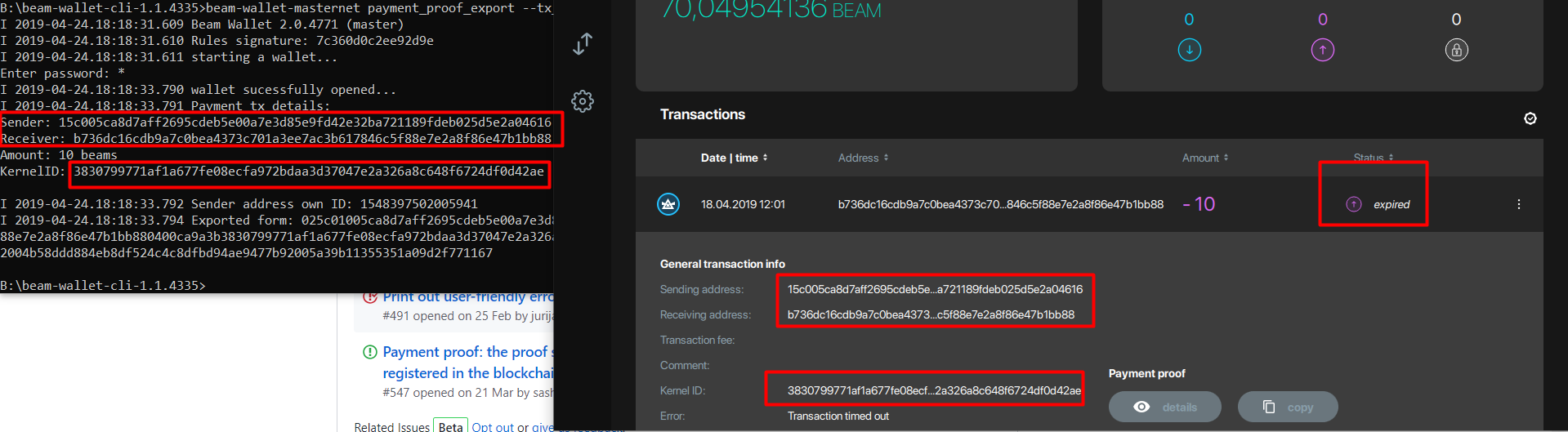 CLI Wallet - Improvements for payment proof · Issue #615 · BeamMW/beam · GitHub