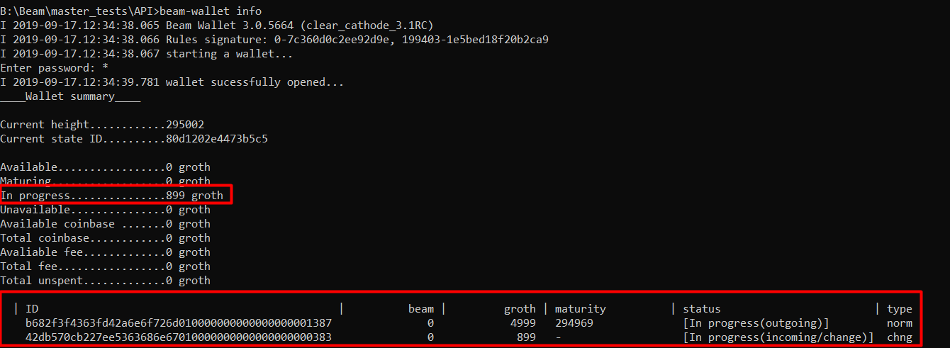[CLI Wallet] Split the In Progress field for two: receiving and sending as it already did for ...