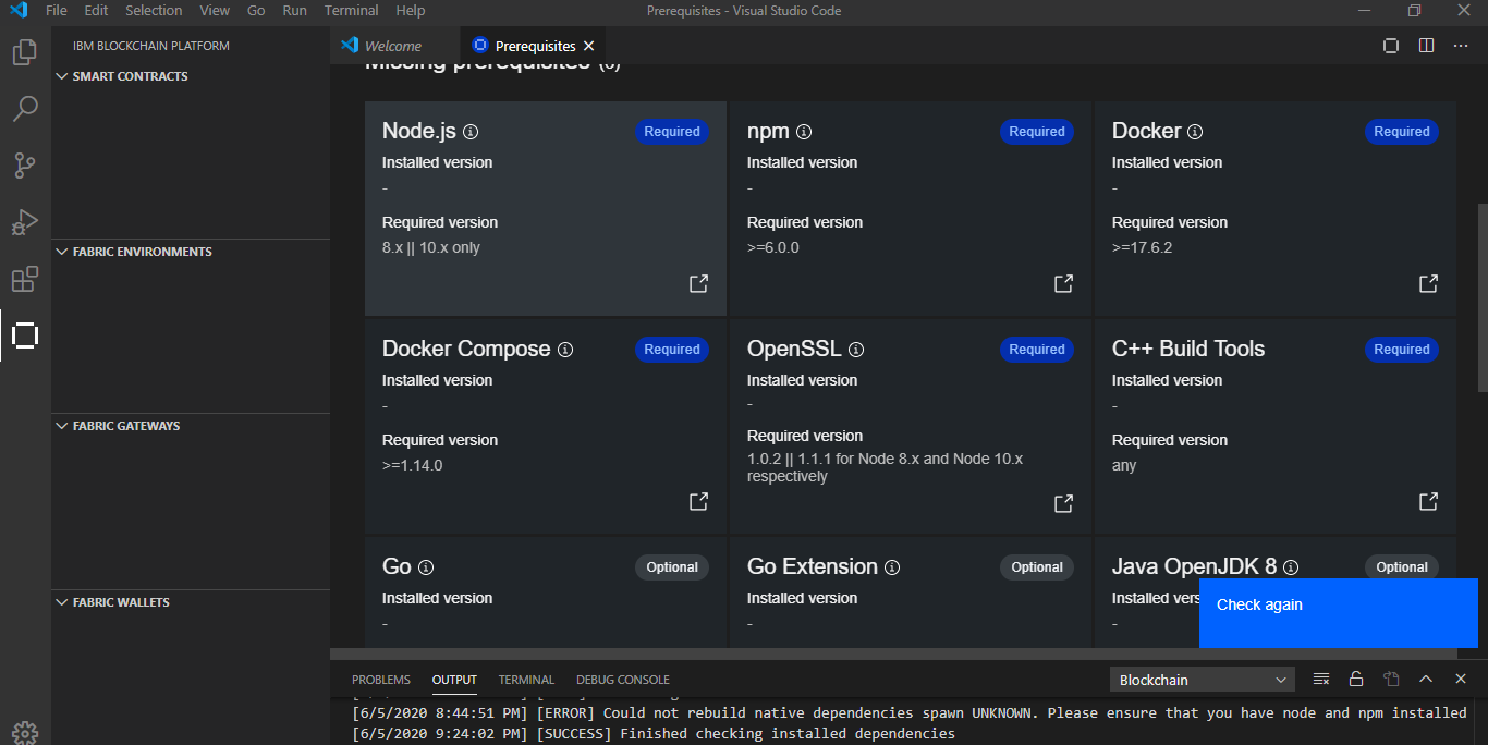 Could not rebuild native dependencies spawn UNKNOWN. Please ensure that you have node and npm ...