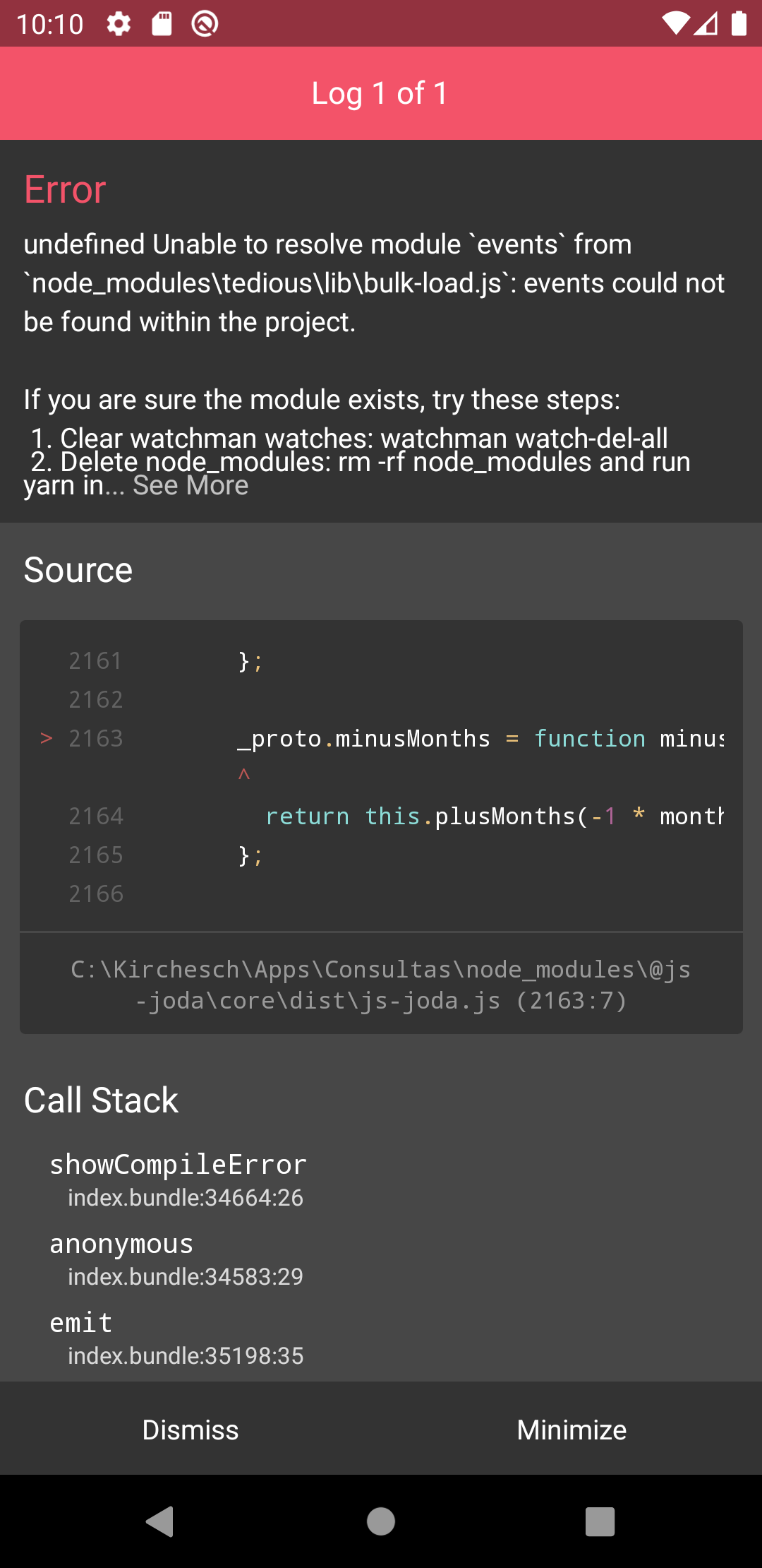 Unable to resolve module 'events' · Issue #1138 · tediousjs/tedious · GitHub