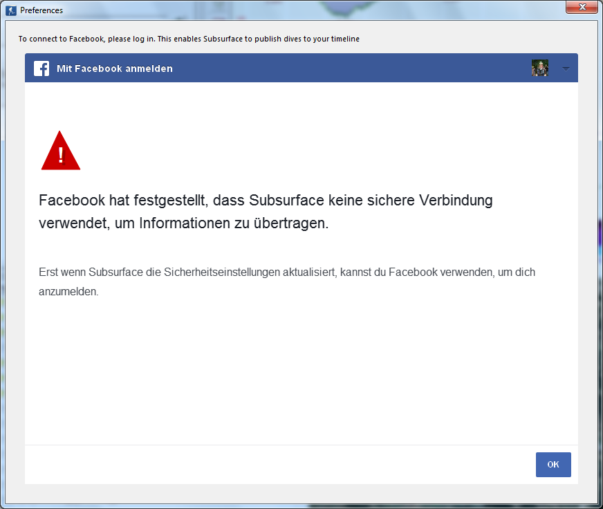 New "Connect to Facebook" is not working · Issue #1828 · subsurface/subsurface · GitHub