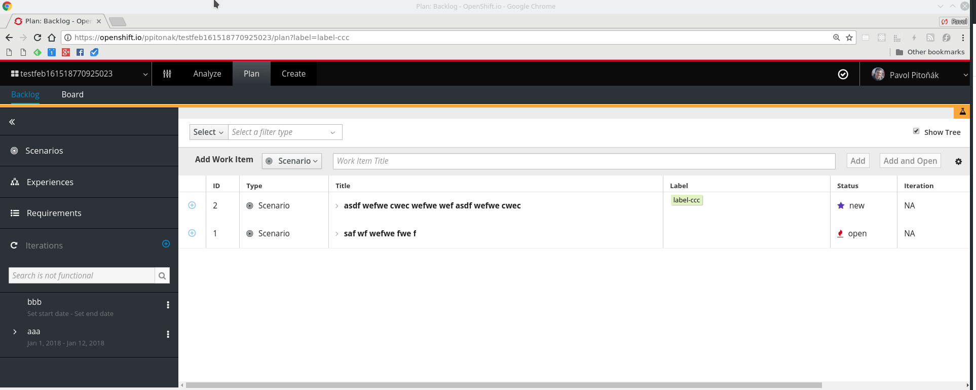 Planner: horizontal scroller always present · Issue #2296 · openshiftio/openshift.io · GitHub