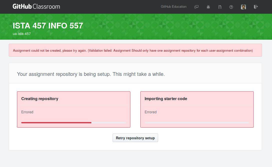 Problem setting up a classroom repository · Issue #2343 · github-education-resources/classroom ...