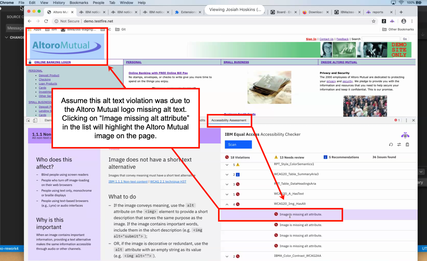 A11y Checker Accessibility Assessment Highlight The Item On The Webpage Causing The Issue 