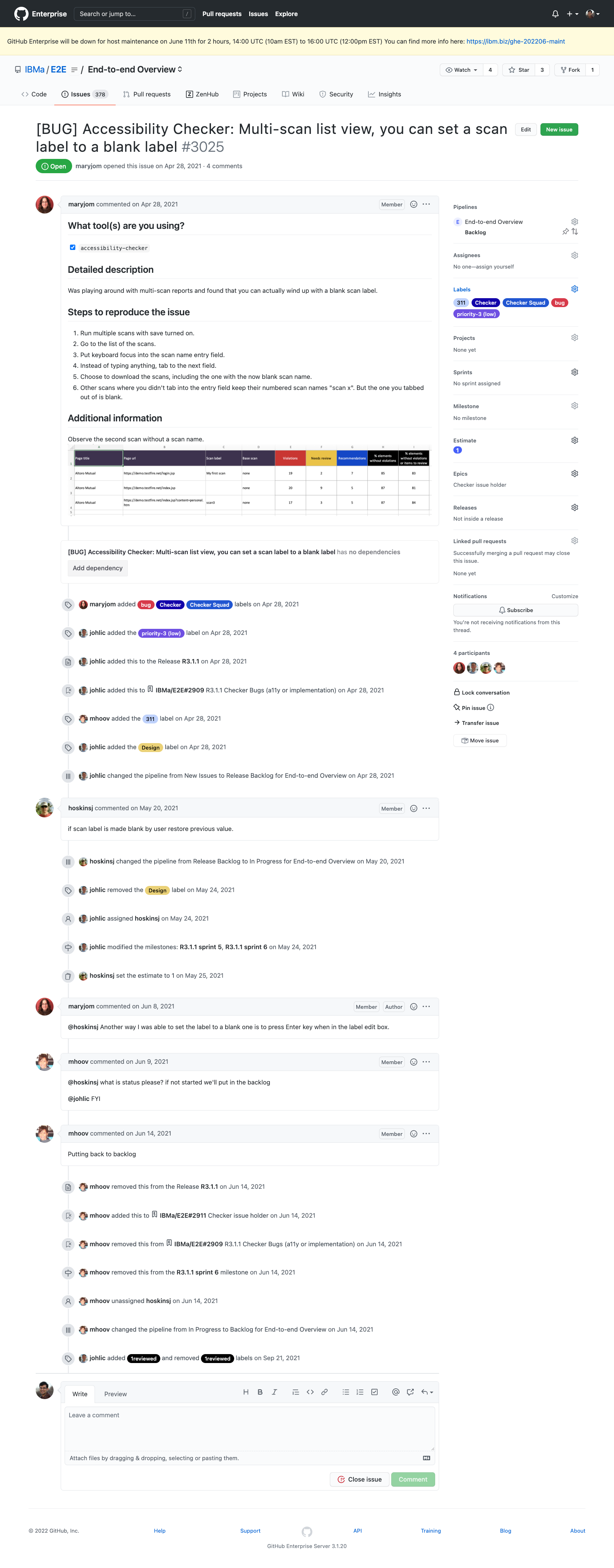 [BUG] Accessibility Checker: Multi-scan list view, you can set a scan label to a blank label ...