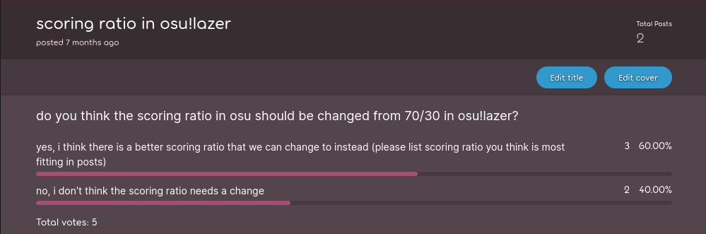 adjust scoring ratio in osu!standard to 50% accuracy, 50% combo · ppy ...