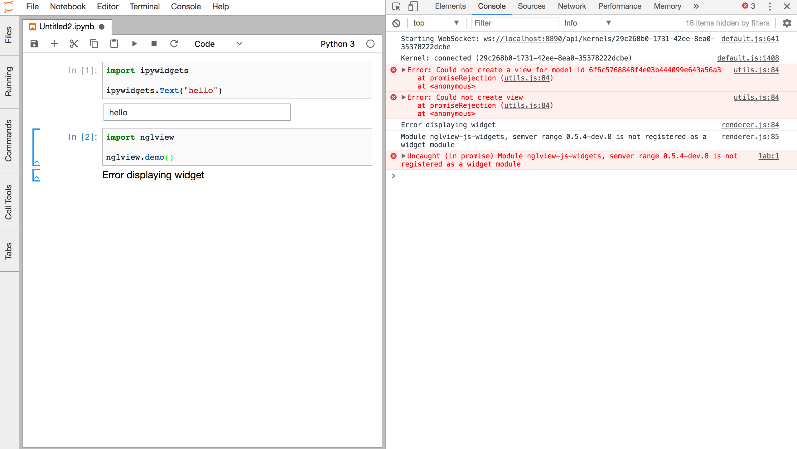 Uncaught In Promise Module Nglview Js Widgets Semver Range 054 Dev8 Is Not Registered As A