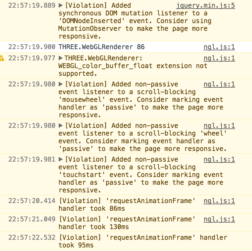 v0.10.5-18: [Violation] 'requestAnimationFrame' handler took 96ms · Issue #369 · nglviewer/ngl ...
