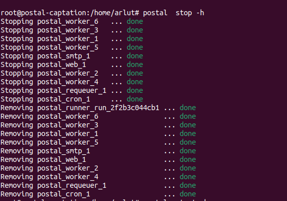 Expecting "postal stop -h" to give a help message, but it stops the service · Issue #2511 ...