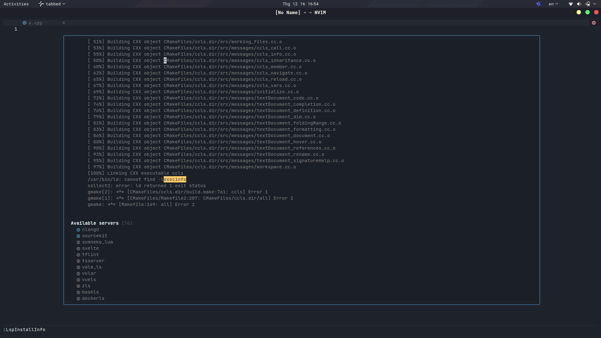 Can't install ccls server · Issue #337 · williamboman/nvim-lsp-installer · GitHub
