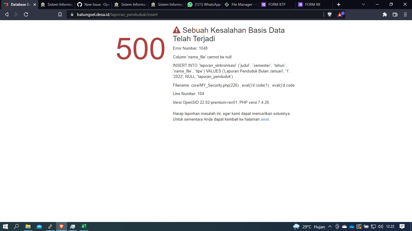 Bug/error: upload dokumen laporan penduduk error · Issue #4869 · OpenSID/OpenSID · GitHub