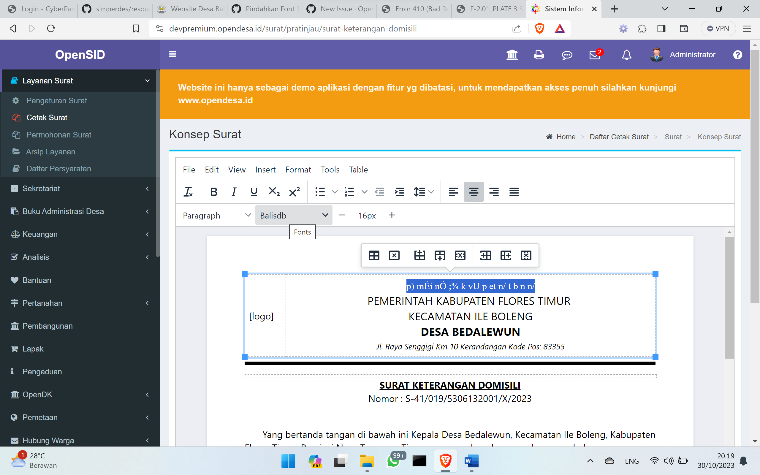 Bug/error: Penggunaan Font Upload dari User belum berfungsi di TinyMCE · Issue #7285 · OpenSID ...