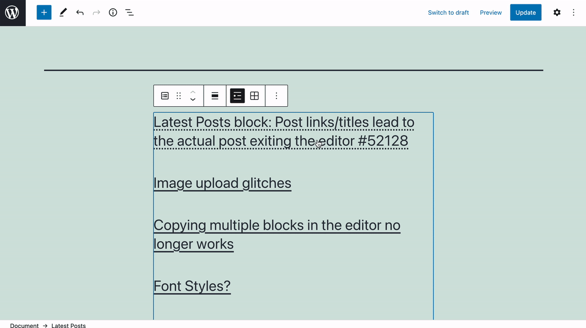 Latest Posts block: Post links/titles should not be clickable · Issue ...