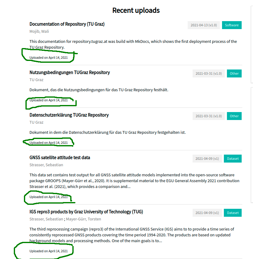 Recent Uploads: uploaded on shows current date · Issue #195 · tu-graz-library/invenio-theme ...