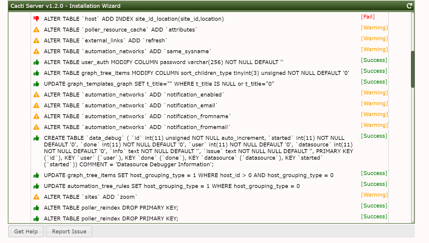 Upgrade Shows Error During Final Step · Issue 2192 · Cacti Cacti · Github