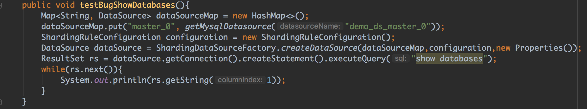 IllegalArgumentException will occur when execute 'show databases' use sharding-jdbc · Issue ...