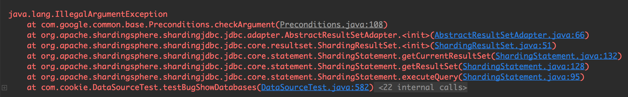 IllegalArgumentException will occur when execute 'show databases' use sharding-jdbc · Issue ...