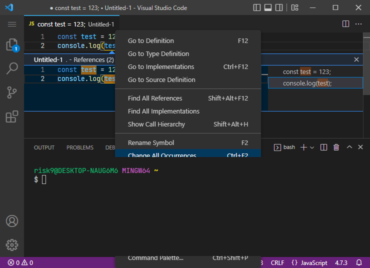 Terminal overlaps context menu if context menu is called in Peek editor · Issue #157431 ...