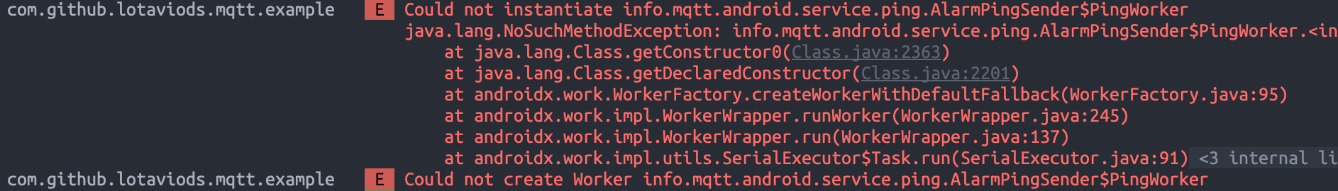 AlarmPingServer error · Issue #411 · hannesa2/paho.mqtt.android · GitHub