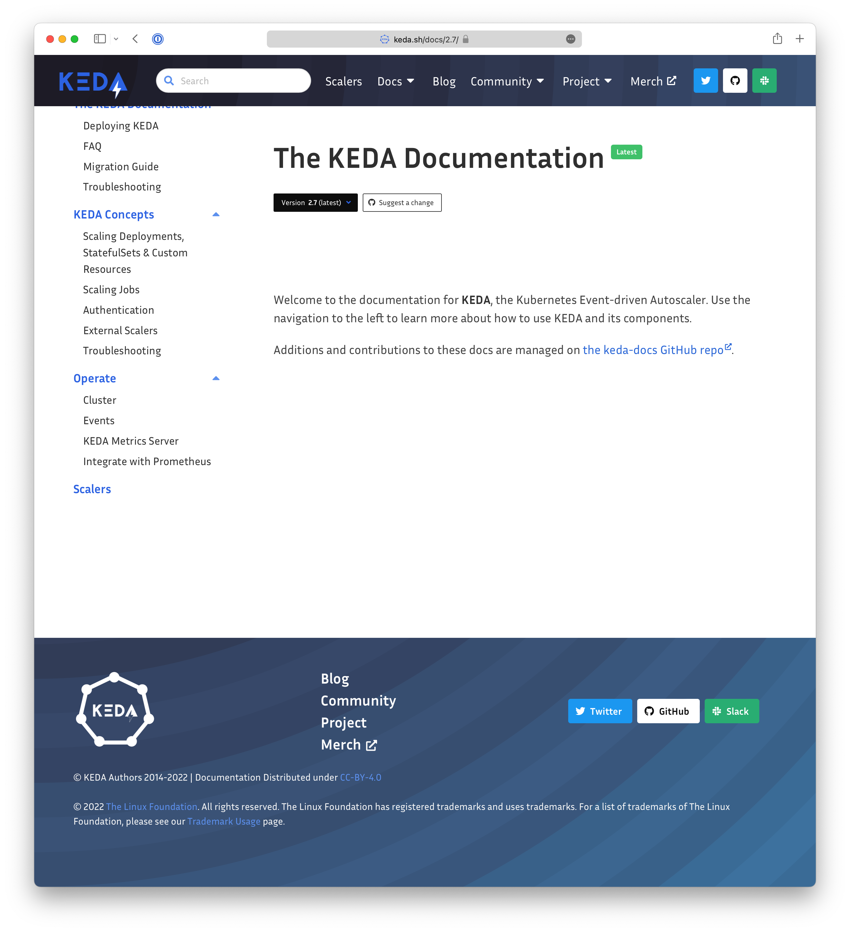 Left navbar becomes blocked on docs landing page · Issue #809 · kedacore/keda-docs · GitHub