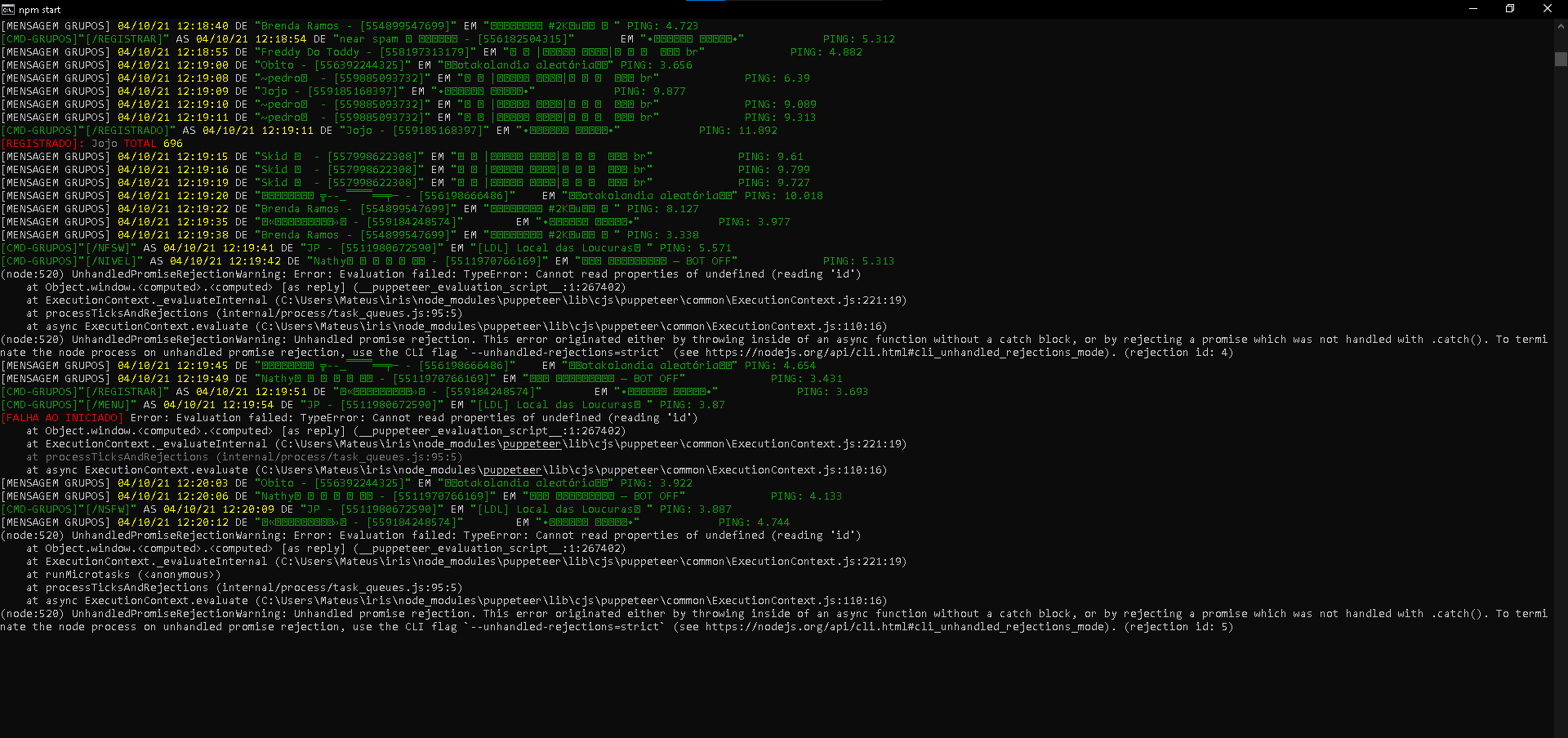Erro comandos · Issue #338 · KillovSky/Iris · GitHub