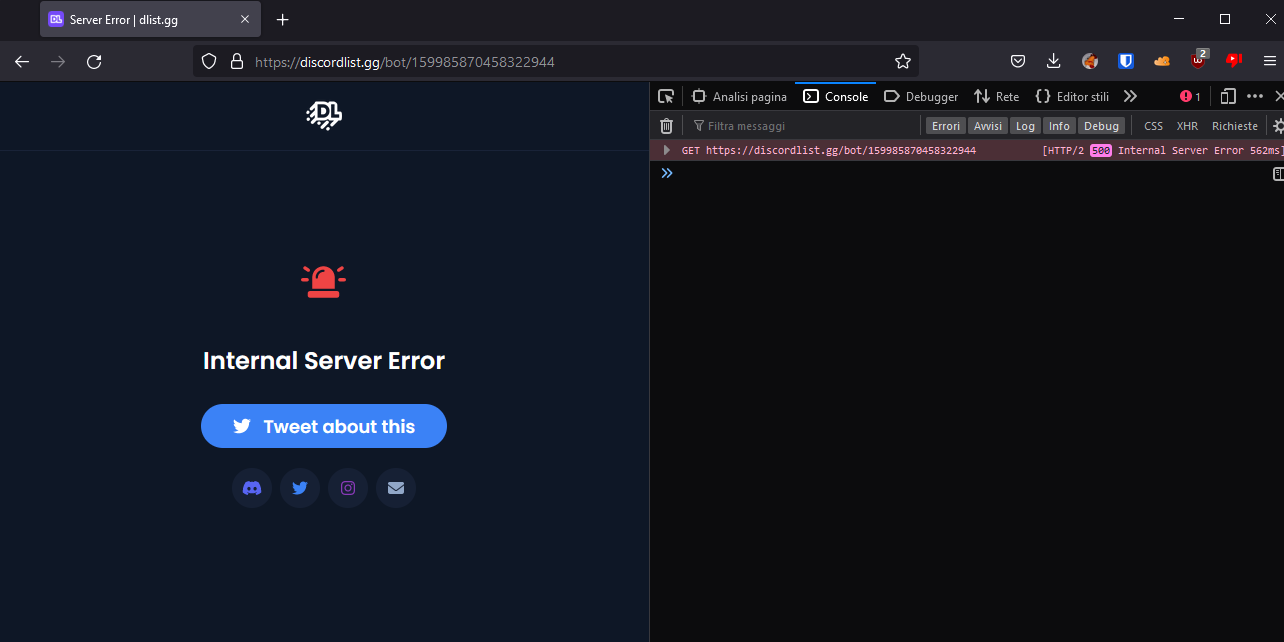 [bug] Internal server error while adding bot · Issue #258 · discordlist-gg/beta-issues · GitHub