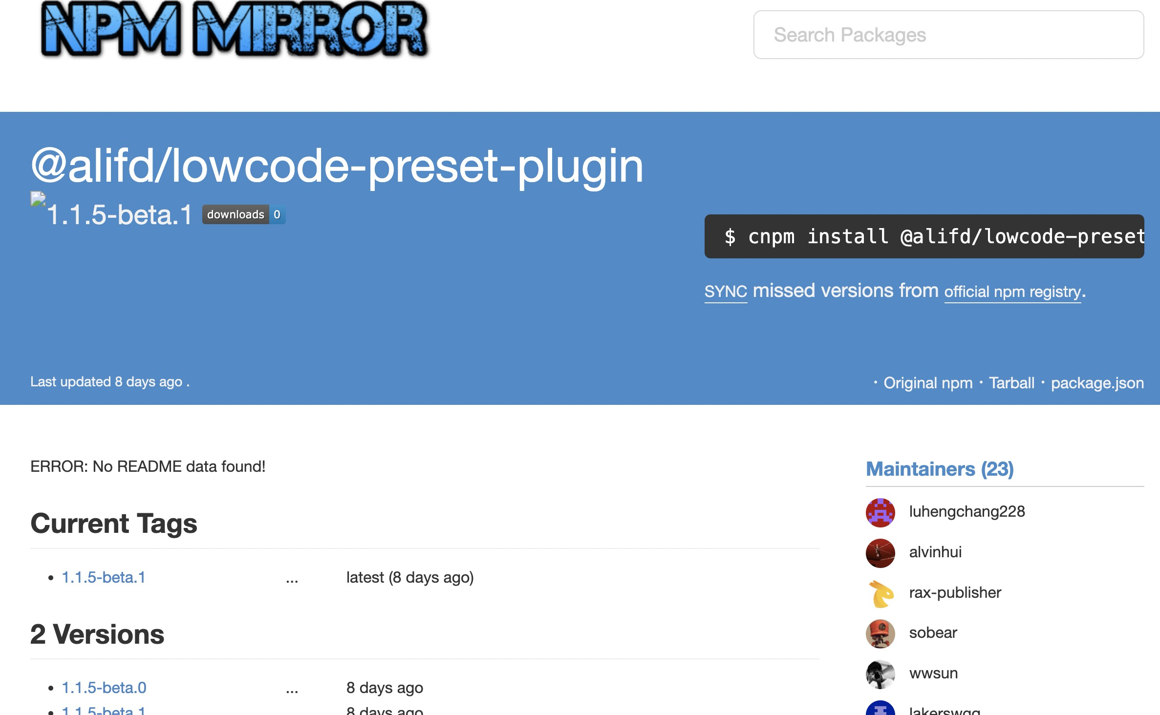 请问金蝉大佬，@alifd/lowcode-preset-plugin npm包 404报错 请修复一下 · Issue #261 · alibaba/lowcode-engine · GitHub