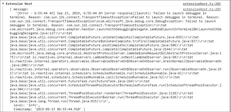 Here is an error about timeout exception when I change default terminal to run a java project ...