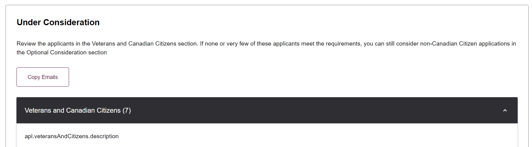 Bug - Applicant Screening Dashboard - unexpected text appearing for each category · Issue #2074 ...