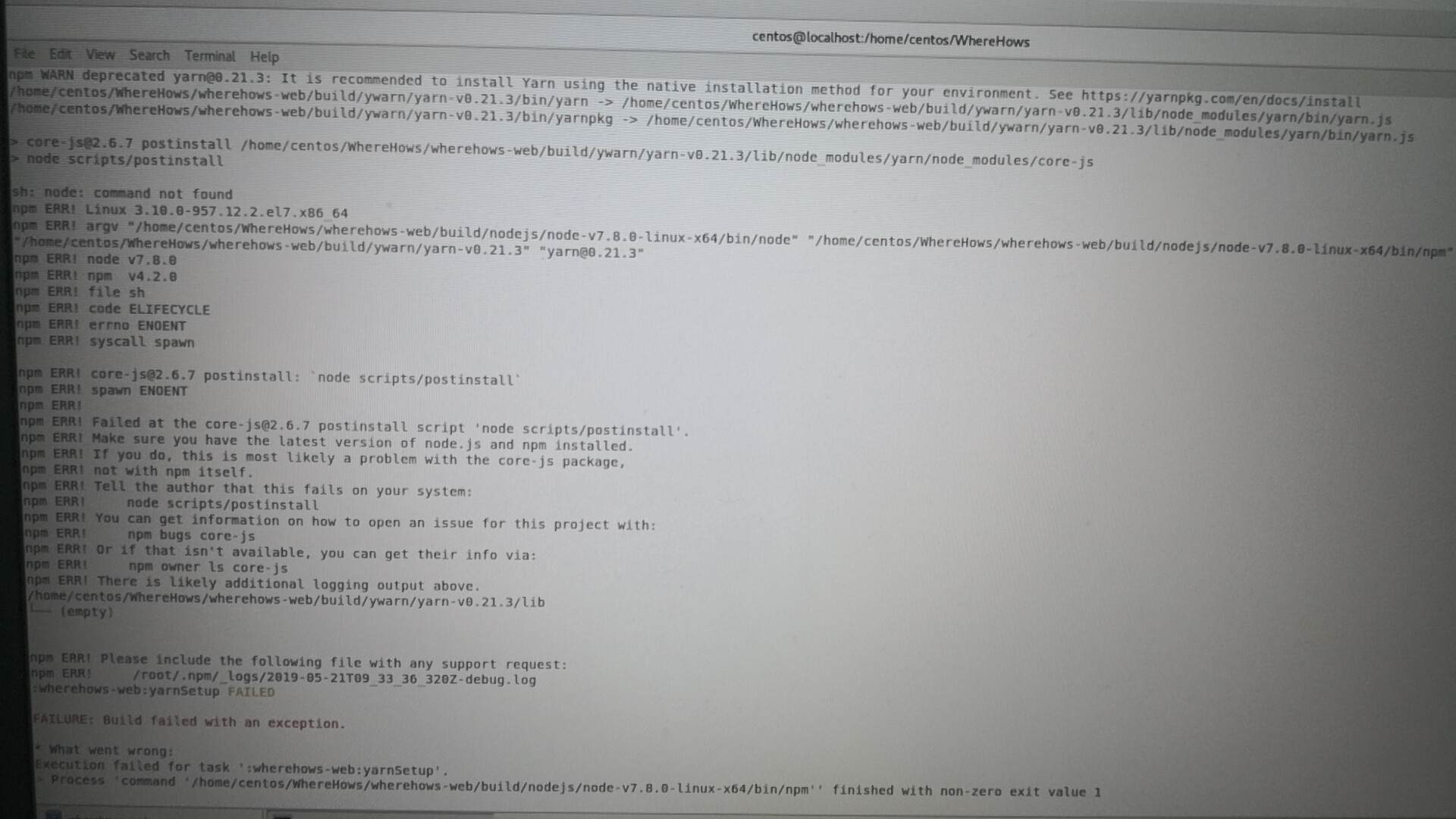 Yarn Error During Compile Nodejs And Yarn Versions Outdated For V10 · Issue 1487 · Datahub