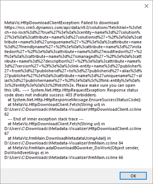 Metadata Visualizer Throws Exception · Issue 187 · Microsoftpowerapps Samples · Github 5787