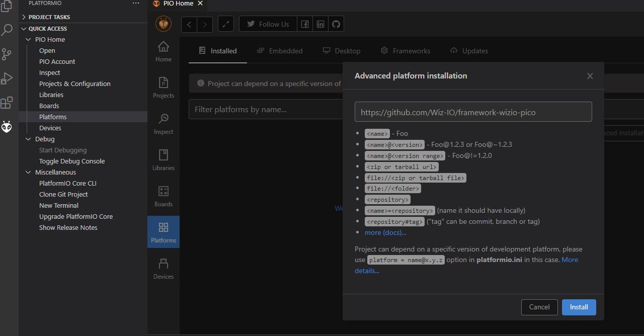 Error Installing Framework Wizio Pico · Issue 54 · Wiz Io Framework