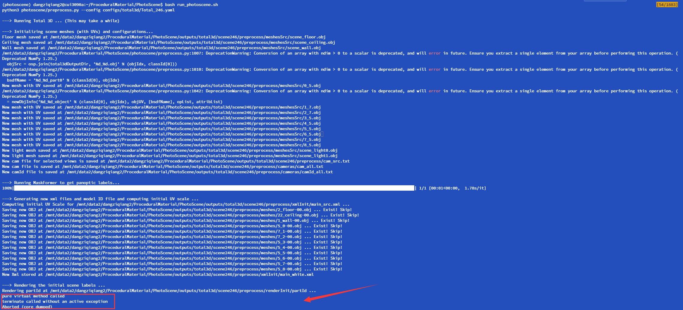 Renderer issue: pure virtual method called · Issue #3 · ViLab-UCSD/PhotoScene · GitHub
