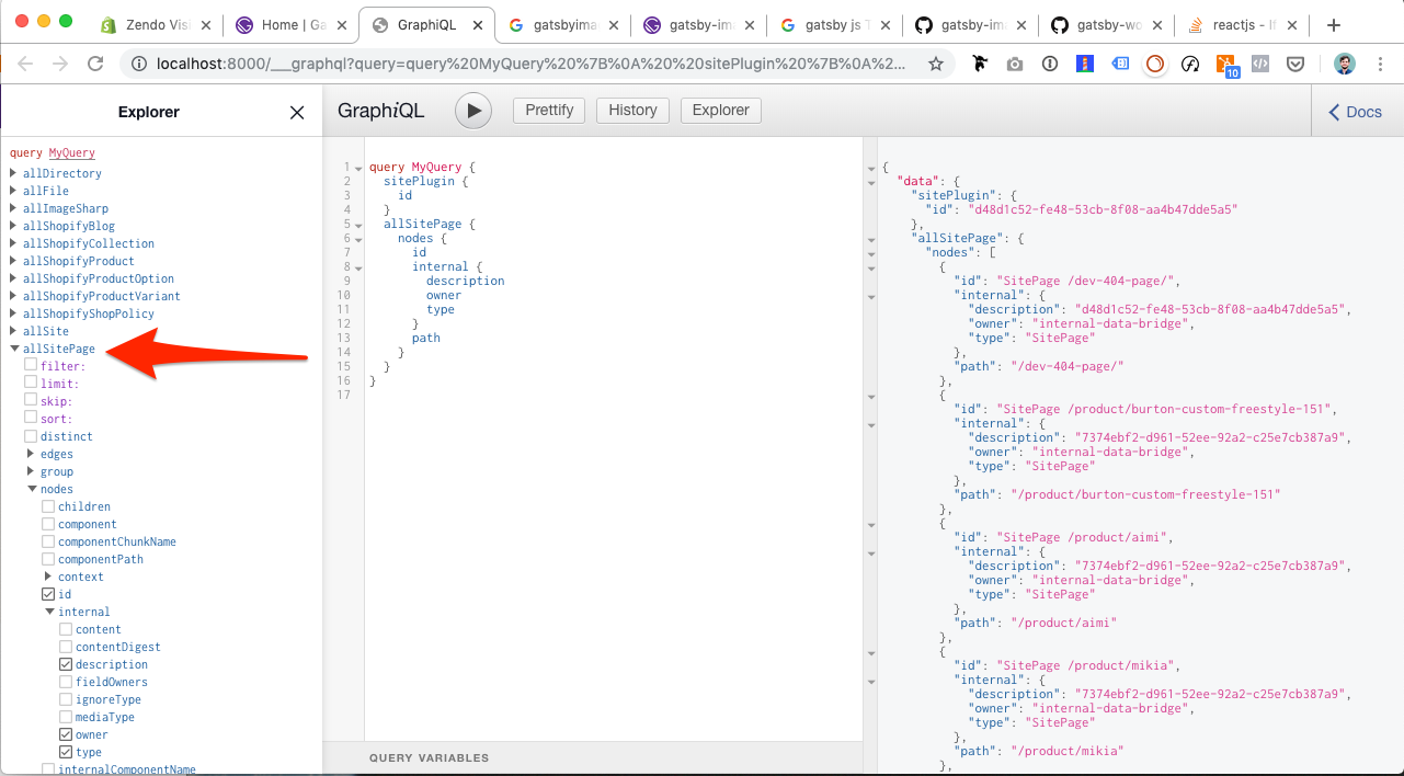 Allshopifypage Graphql Query Is Not Available In Graphiql Explorer · Issue 18249 · Gatsbyjs
