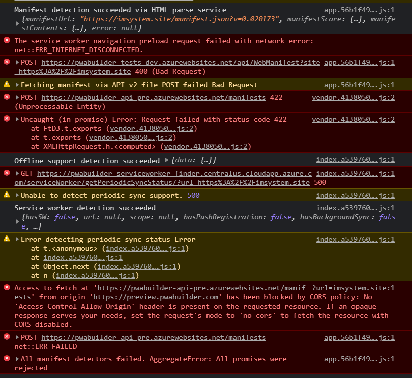 Error can detect manifest and service worker but cannot use them · Issue #1510 · pwa-builder ...