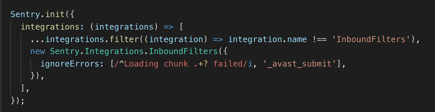 ignoreErrors option is not working · Issue #1700 · getsentry/sentry-javascript · GitHub