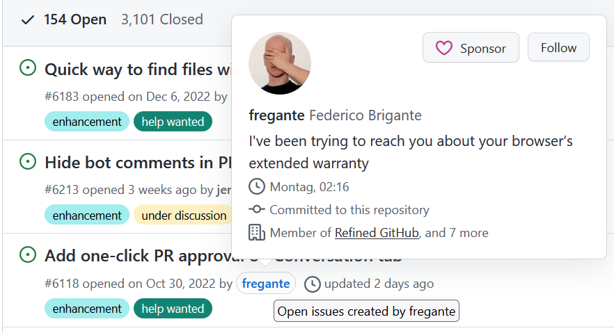 "Sticky" Pop-Ups · Issue #6227 · refined-github/refined-github · GitHub