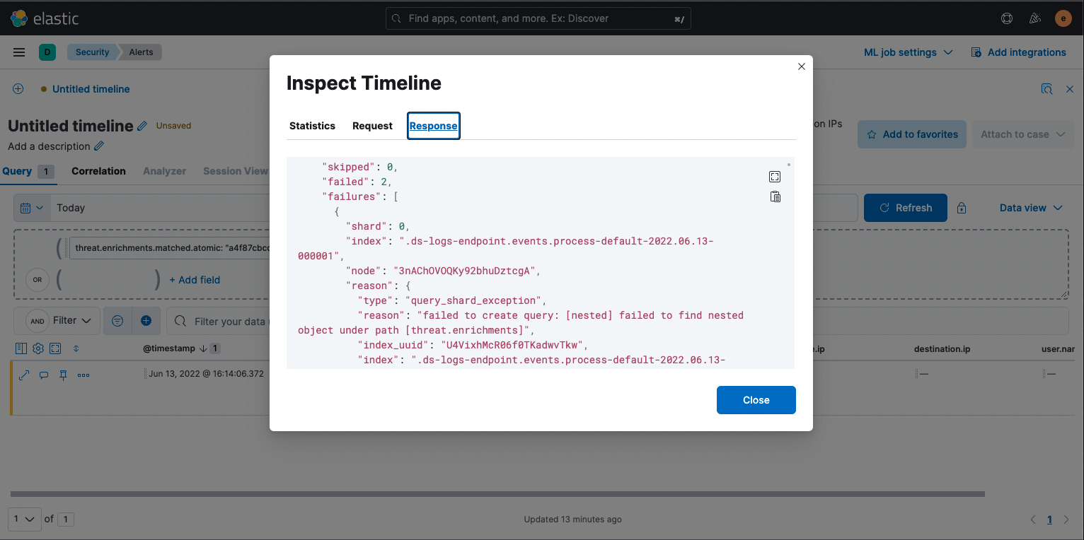 [Security Solution]Error investigating nested data · Issue #133998 · elastic/kibana · GitHub