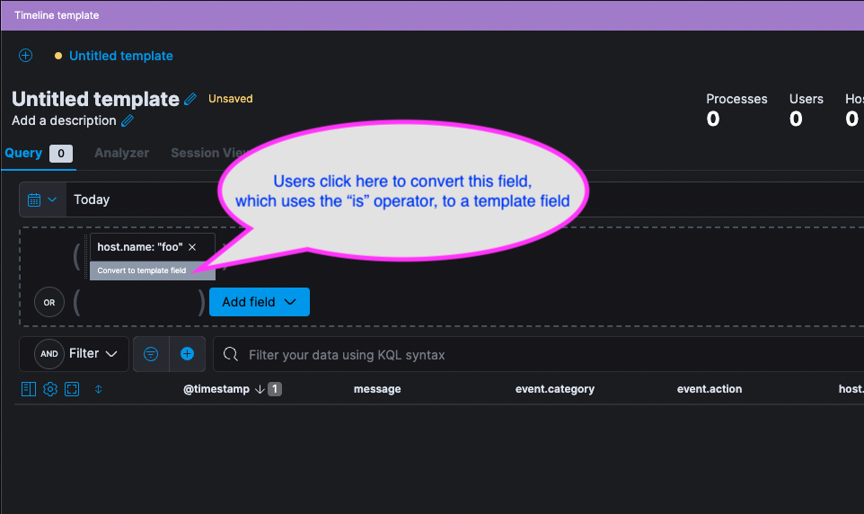 Add better user notifcation around 'is one of' operator not working with template fields ...