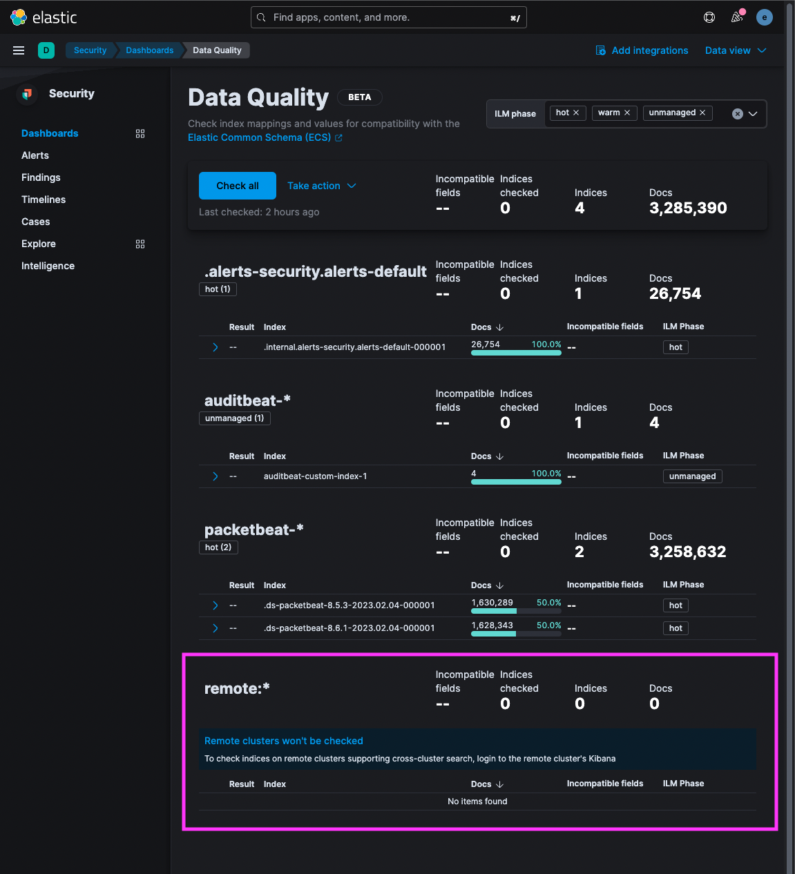 [Security Solution] Display a `Remote clusters won't be checked` message, and remove the text ...