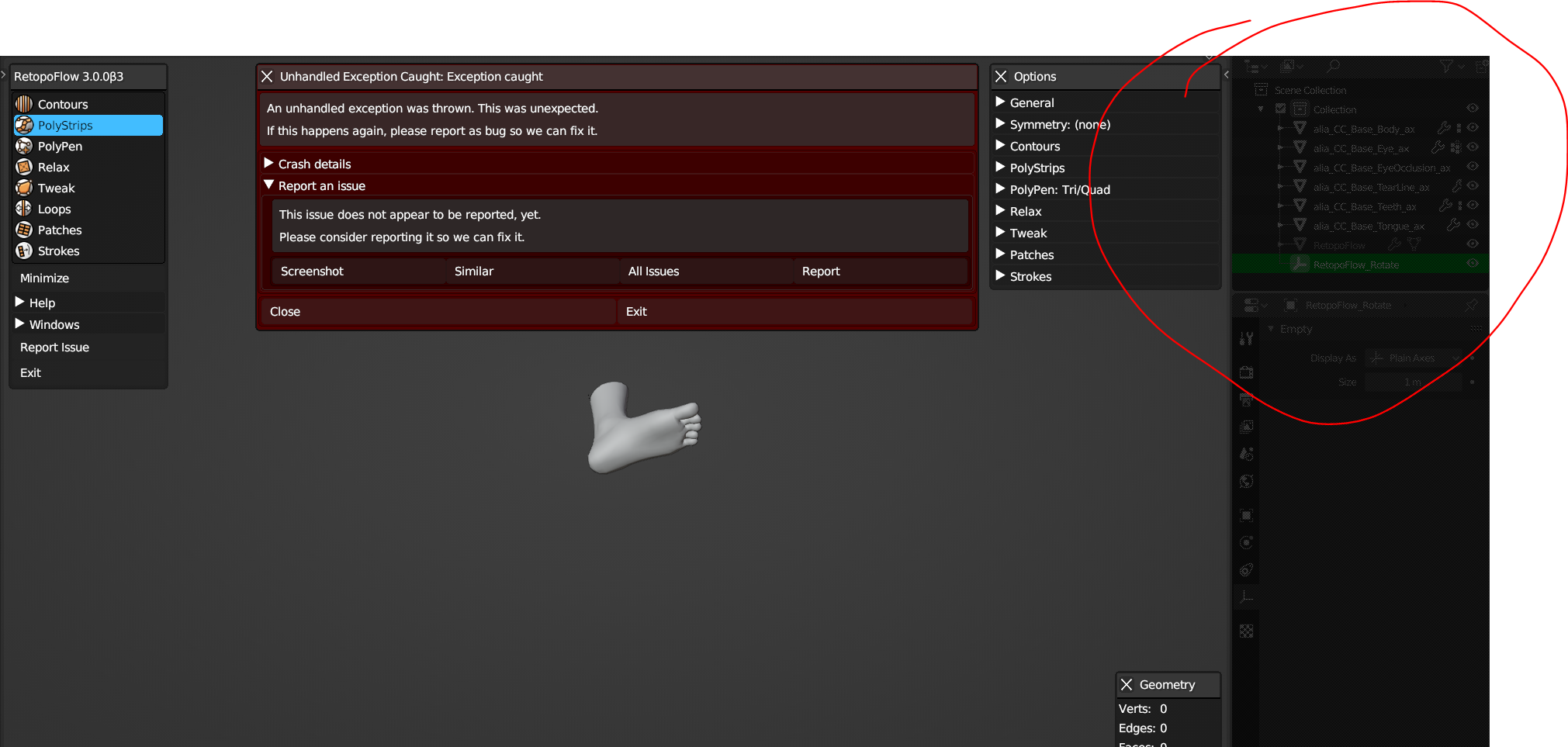 Polystrips Unhandled Exception Caught Exception Caught · Issue 857 · Cgcookieretopoflow · Github