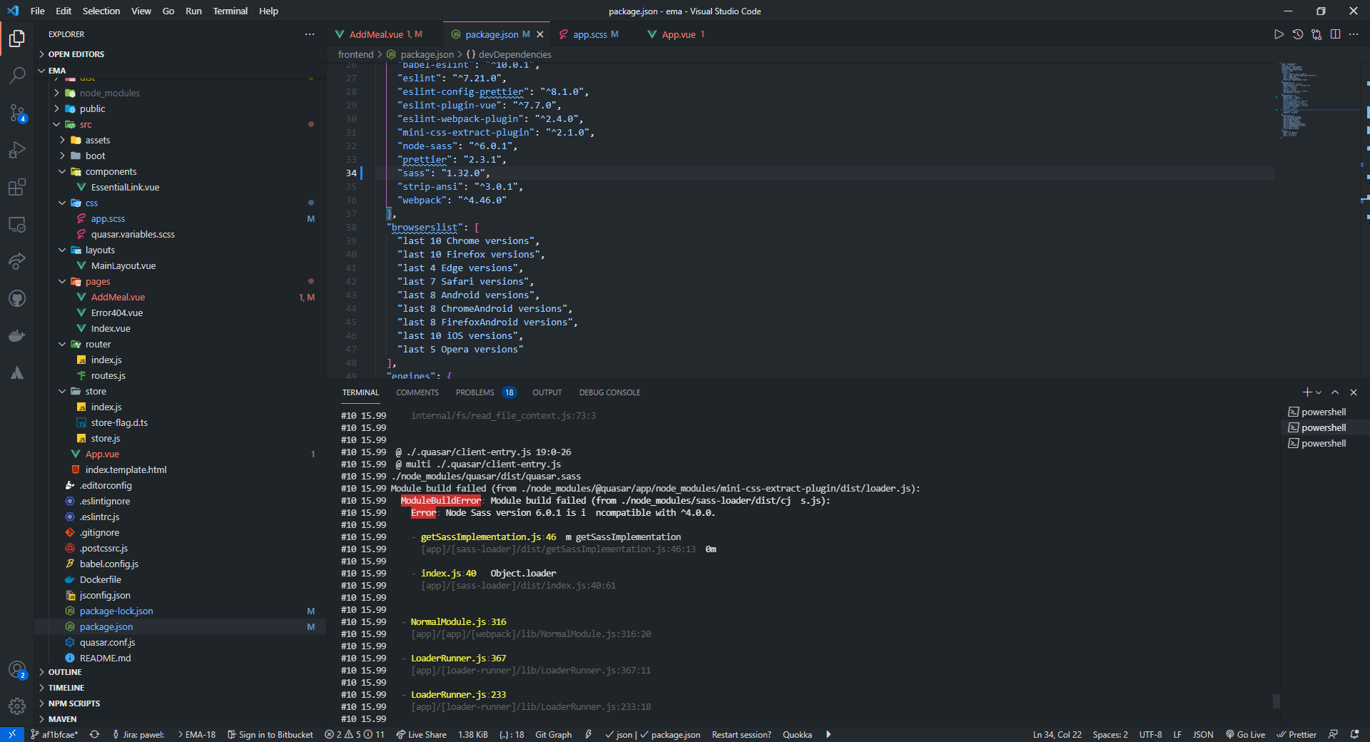 Node Sass version 6.0.0 is incompatible with ^4.0.0 Error · quasarframework quasar · Discussion ...