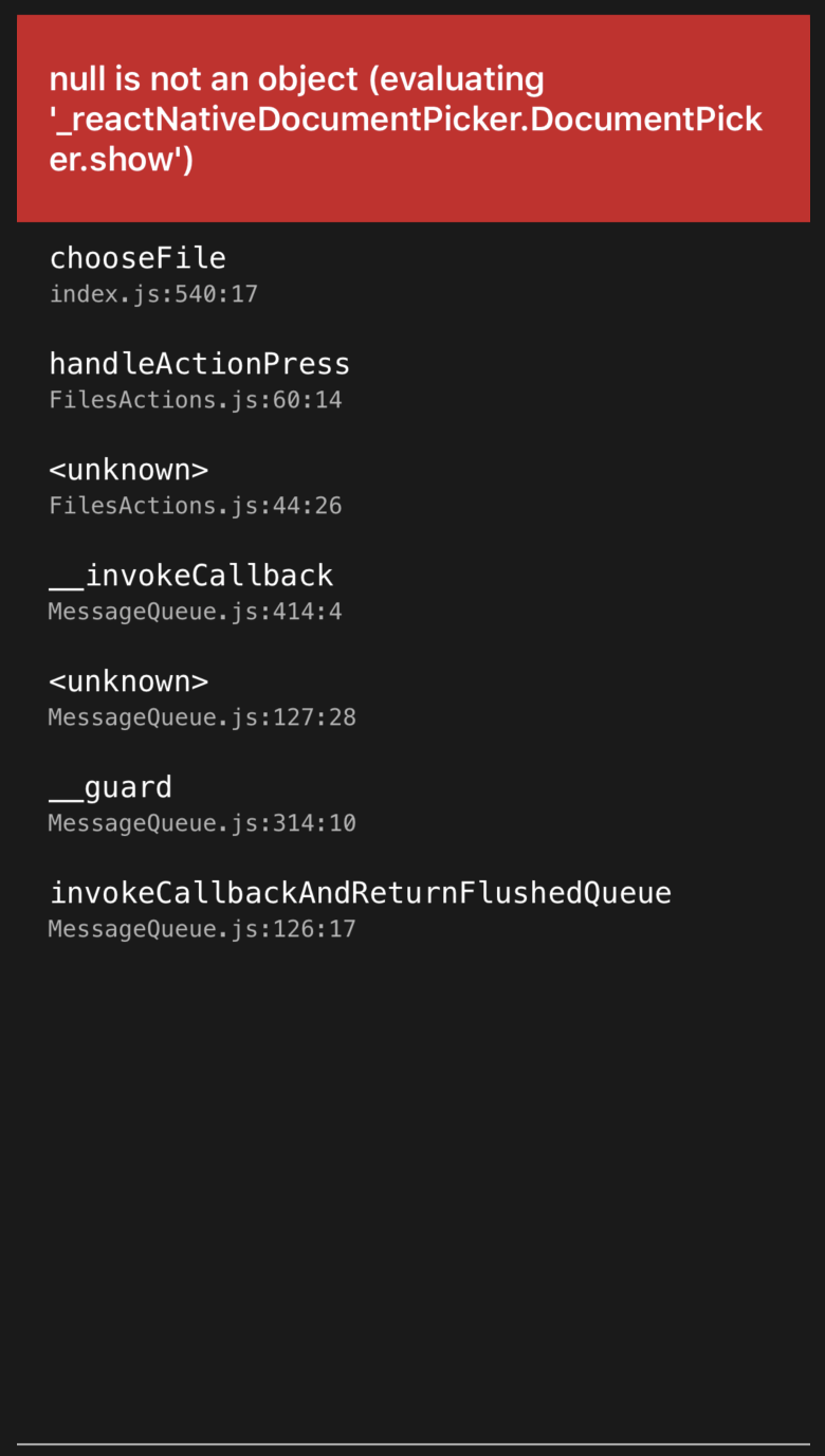 Null Is Not And Object On Ios · Issue 203 · React Native Documentsdocument Picker · Github 3828