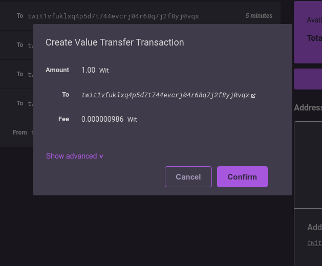 Clicking outside of transaction confirmation view cancels the ...