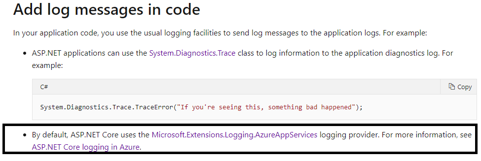 Forgets to mention the ASP.NET Core Logging Integration extension ...
