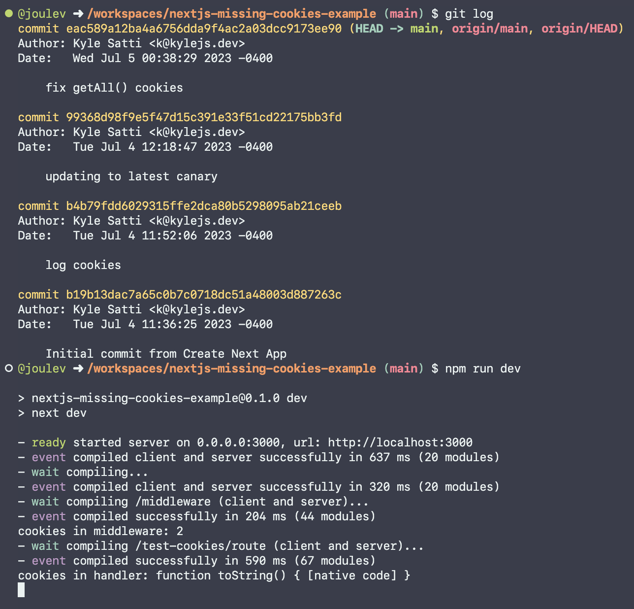 cookies are empty in GET Route Handler is called when running with Node 18 · Issue #52209 ...