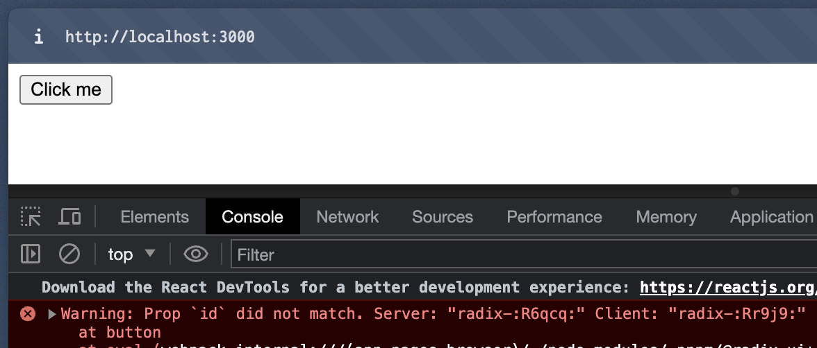 [react-dropdown-menu] "Warning: Prop id did not match" in Next.js dev mode · Issue #2297 · radix ...