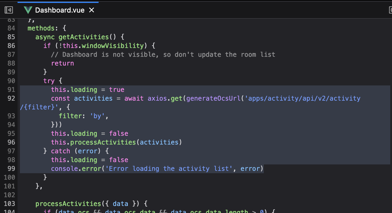 [Bug]: Dashboard "Recent Activity" list fails to load. Throws "Error: Request failed with status ...